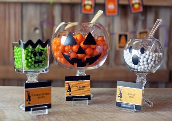 DIY Glass Pedestal Halloween Candy Jars | Kim Byers