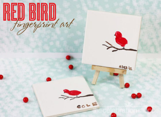Red bird fingerprint art | Kim Byers