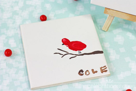 Red bird fingerprint art | Kim Byers