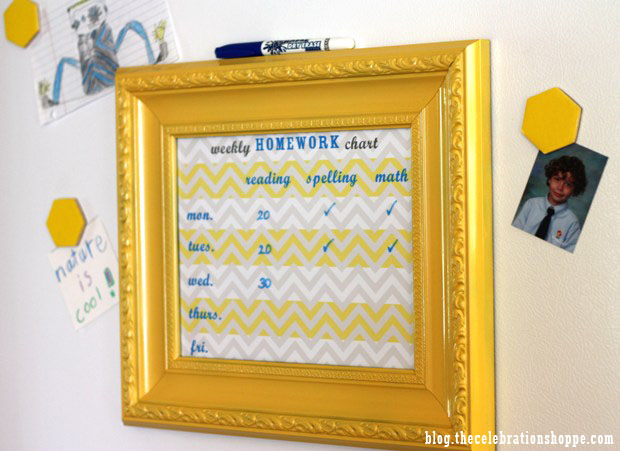 DIY dry erase homework chart - Kim Byers