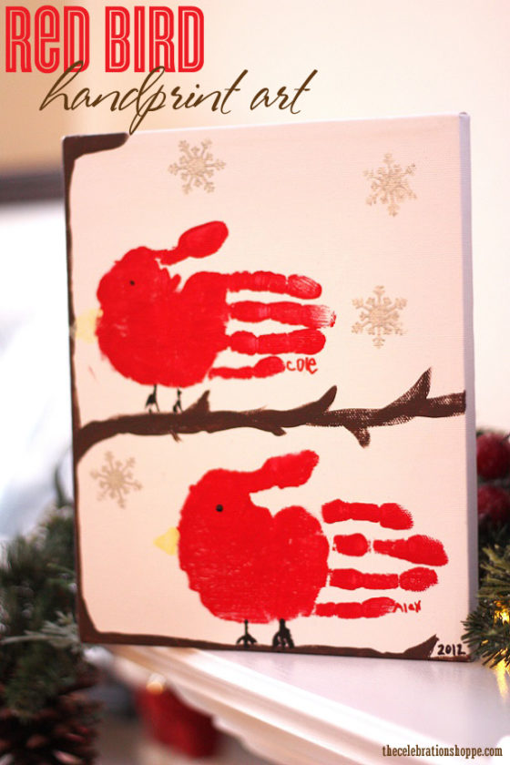 Red Bird Handprint Art | Kim Byers