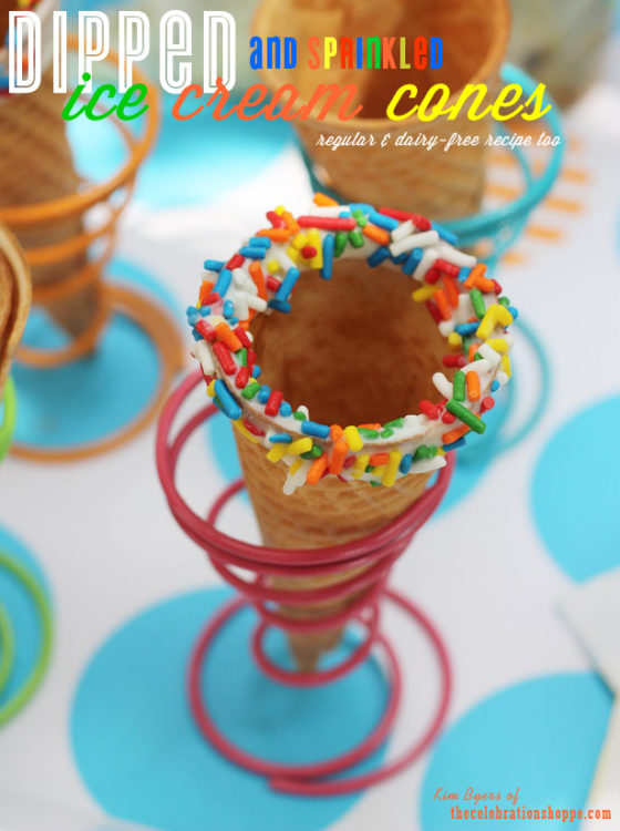 ice cream {real fruit toppings + easy dipped sprinkle cones} - Kim Byers
