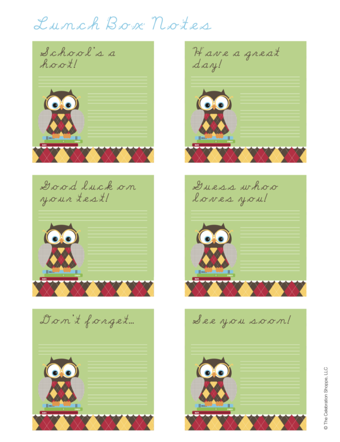 Lunch Box Notes With Room To Write - Free Download - Kim Byers