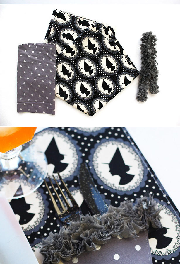 Easy Sew Halloween Placemat and Witch's Hat Utensil Holder | Kim Byers