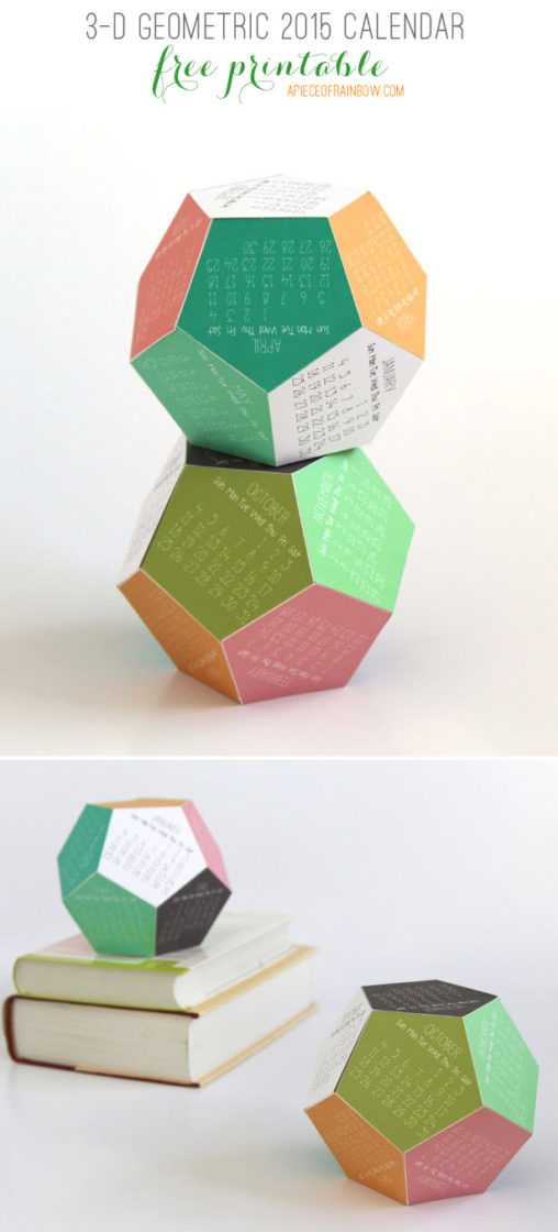 3-D Geometric 2015 Calendar - Free Printable Download - Kim Byers