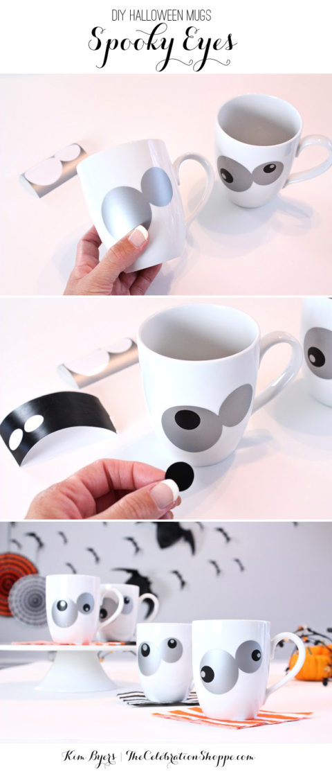 DIY Spooky Eyes Halloween Mugs | Kim Byers