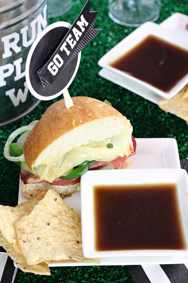 Easy Game Day Food - Roast Beef Sandwich with Au Jus - Kim Byers