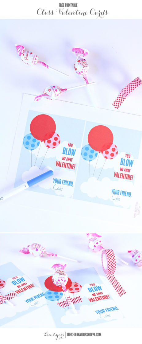 You Blow Me Away - Free Printable Class Valentine Cards - Kim Byers